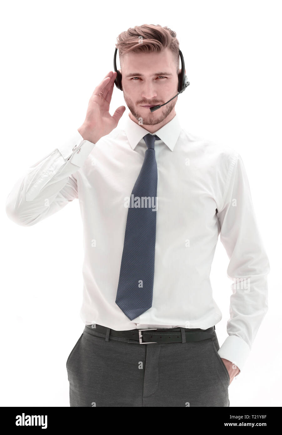 Cheerful smart call center agent hi-res stock photography and images ...