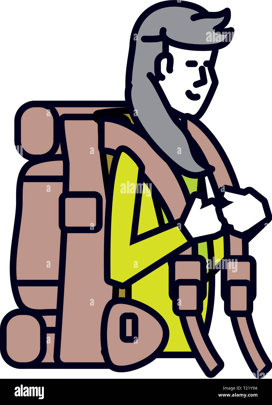 traveler woman with travel bag avatar character vector illustration ...