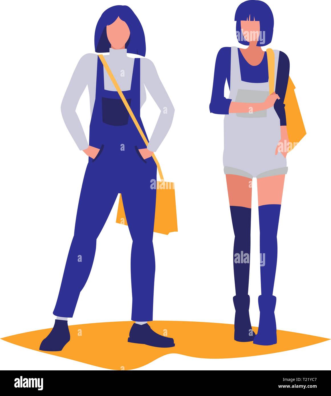 young girls students modeling vector illustration design Stock Vector ...