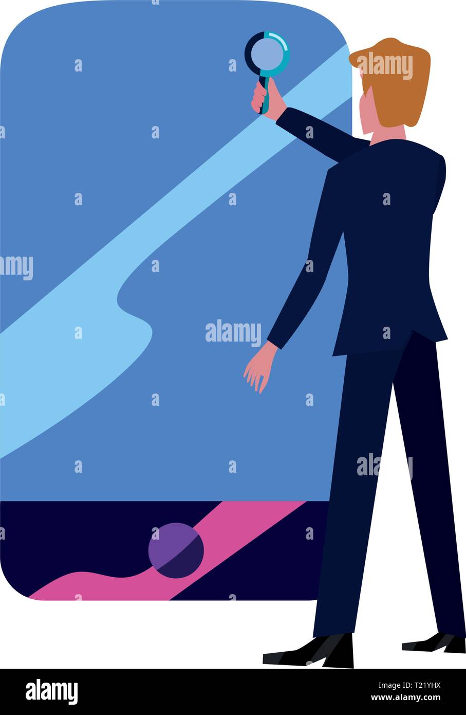 businessman with magnifier cellphone vector illustration design Stock ...