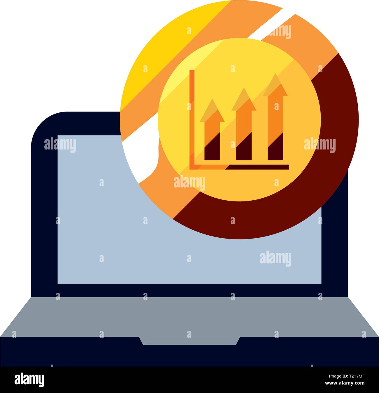 laptop computer coin report business vector illustration Stock Vector ...