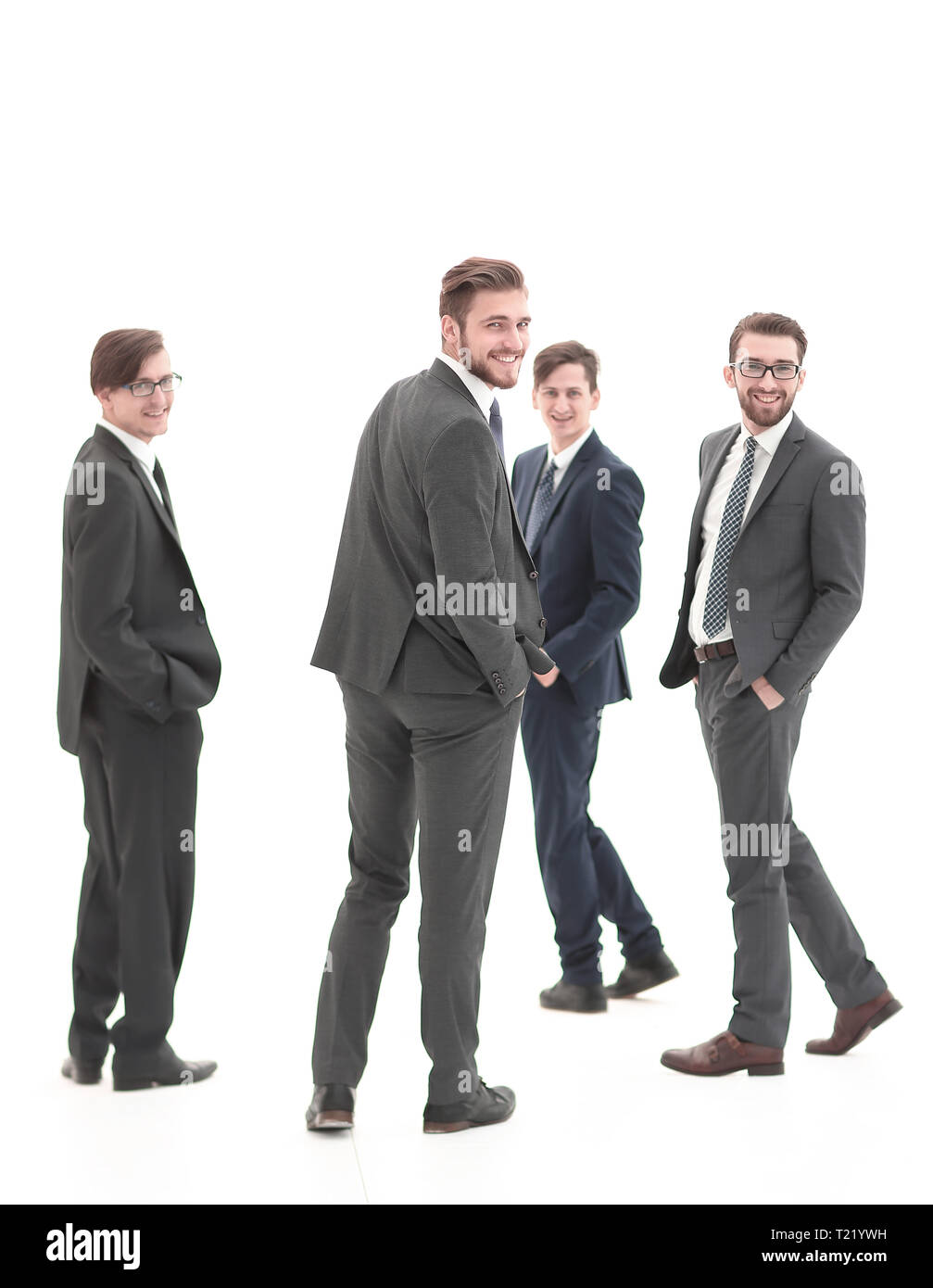 rear view.a group of successful business people.i Stock Photo - Alamy