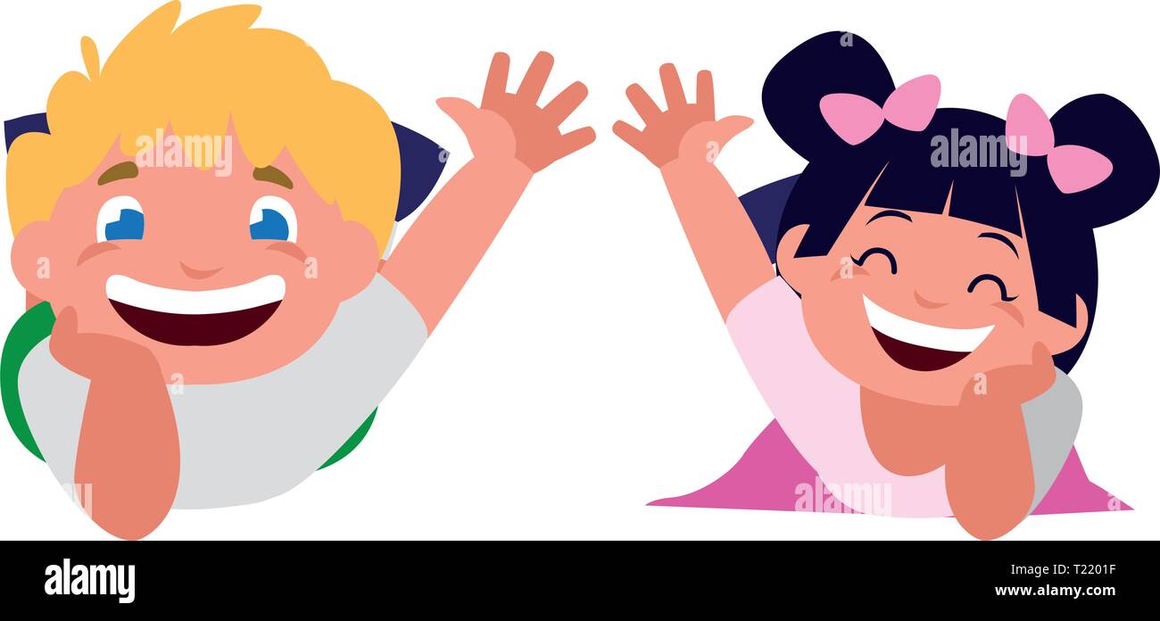 happy little kids characters vector illustration design Stock Vector ...