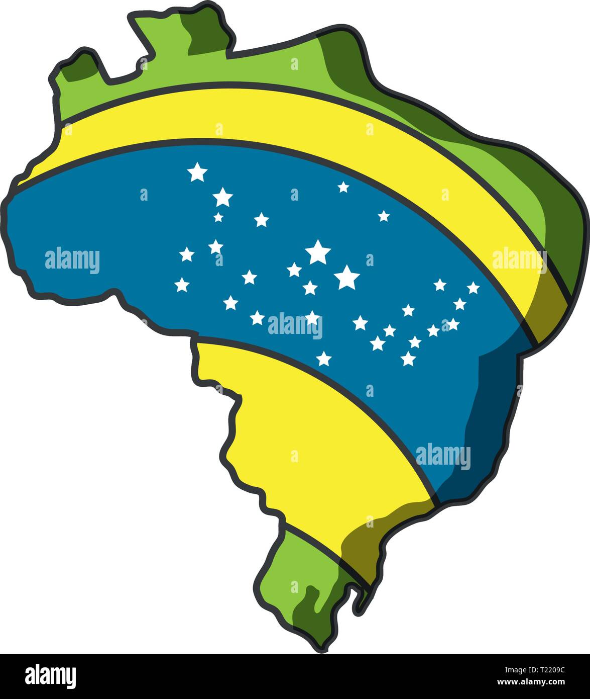map of brazil with flag isolated icon vector illustration design Stock ...