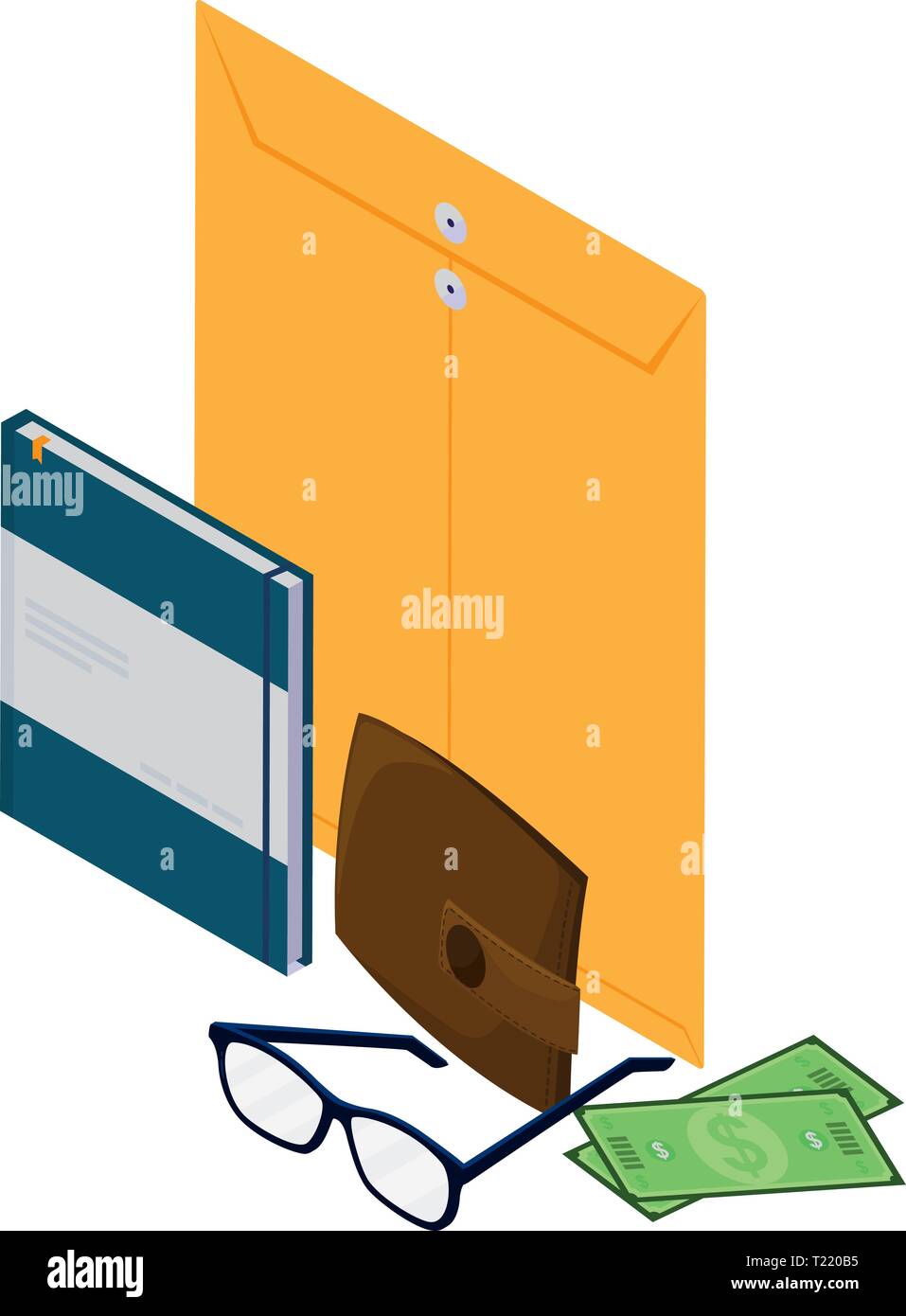manila envelope with office icons vector illustration design Stock ...