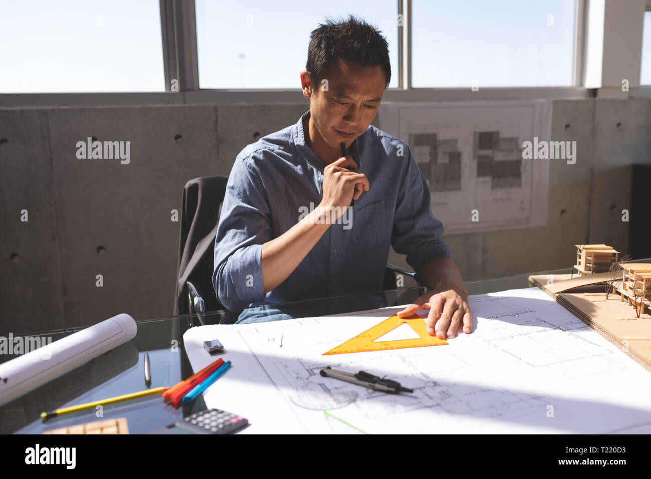 Engineer architect working blueprint model hi-res stock photography and ...