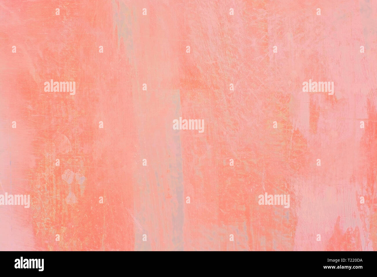 Grungy red roughcast wall scratchy background texture in pink and green ...