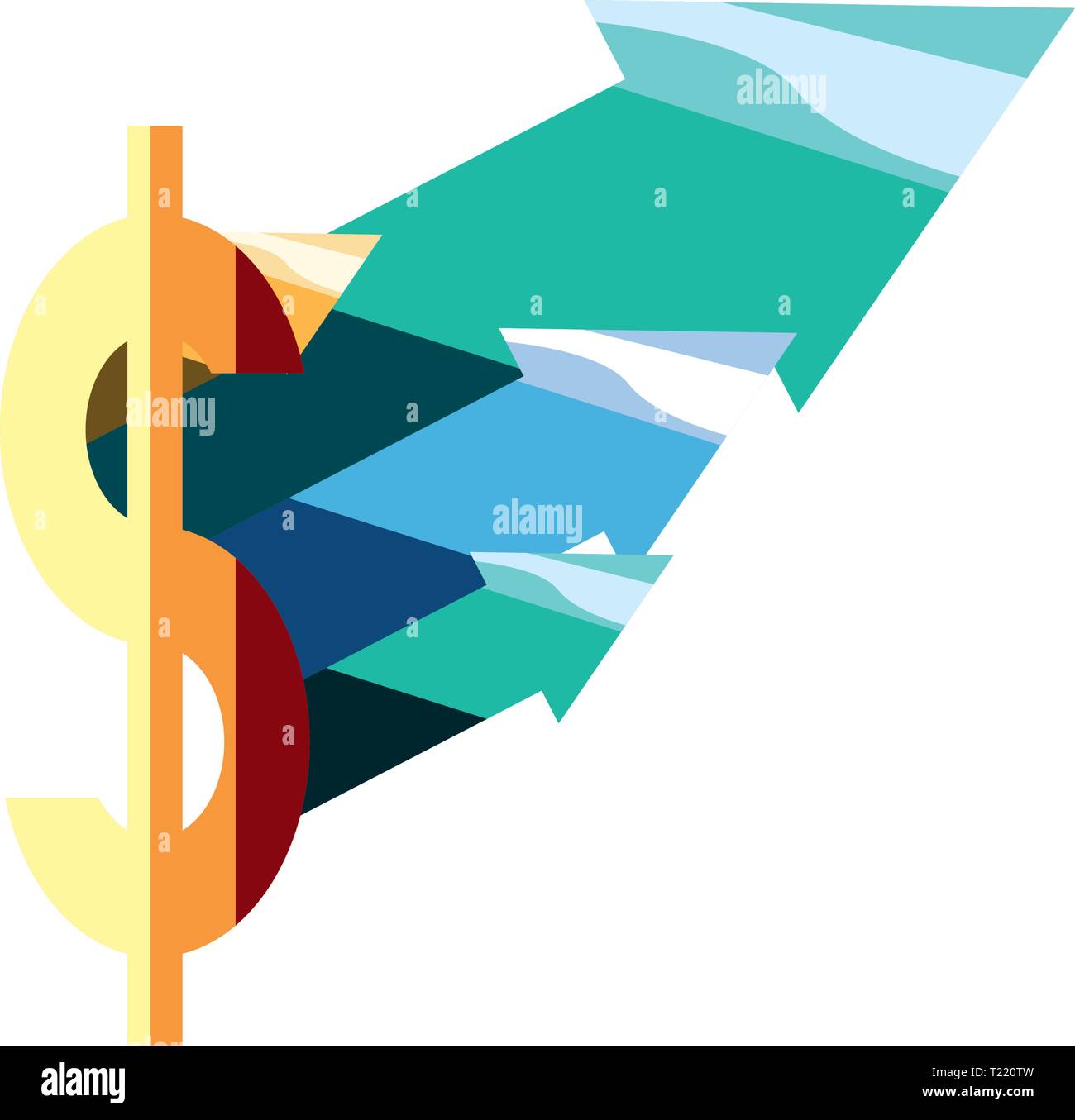 finance up arrows dollar money sign vector illustration Stock Vector ...