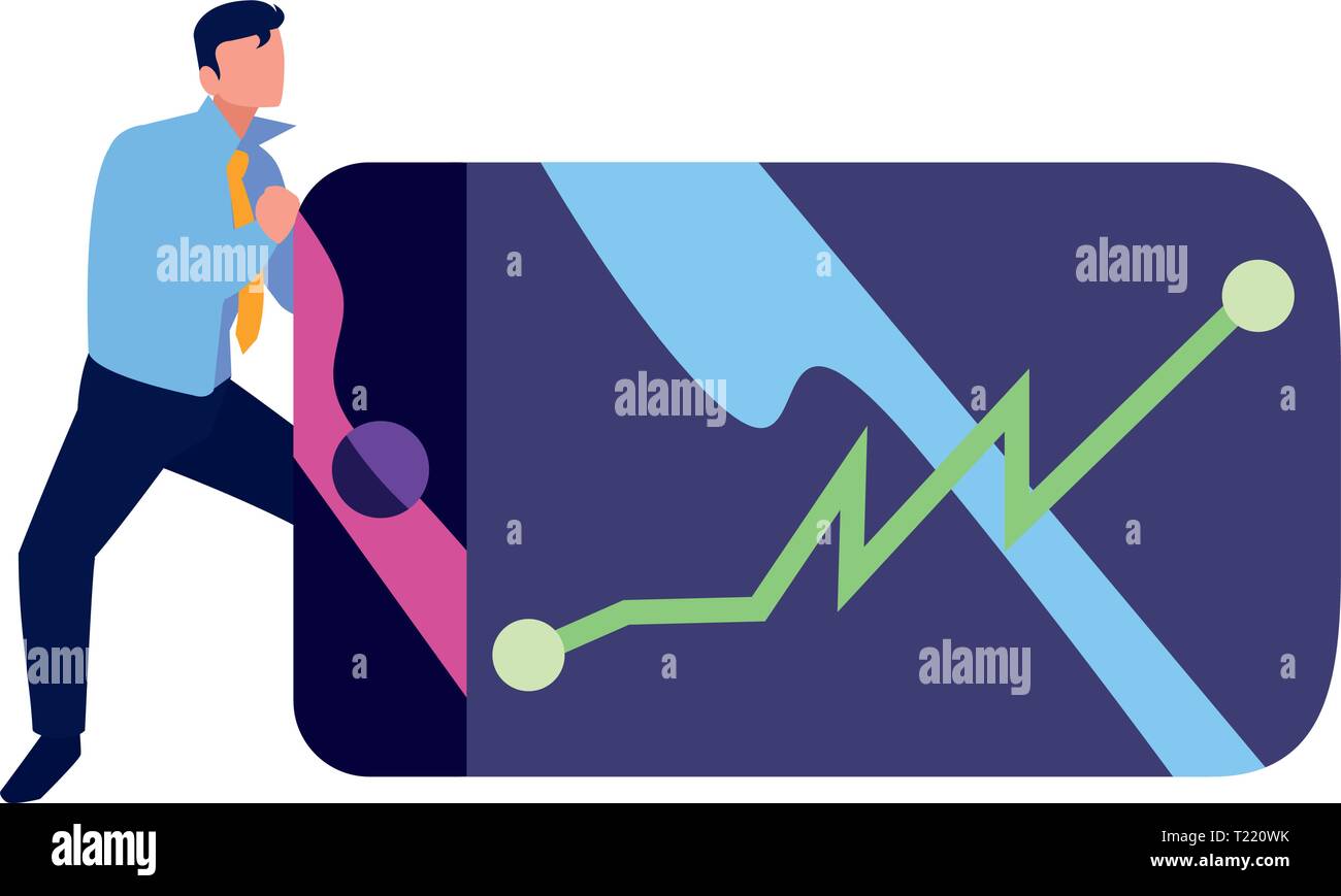 successful businessman mobile app financial vector illustration Stock ...