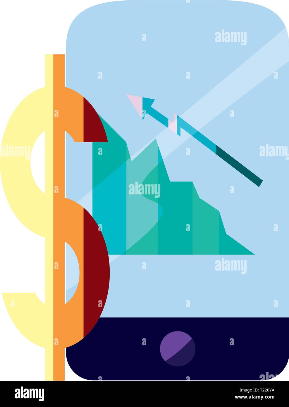 cellphone report increase business dollar vector illustration Stock ...