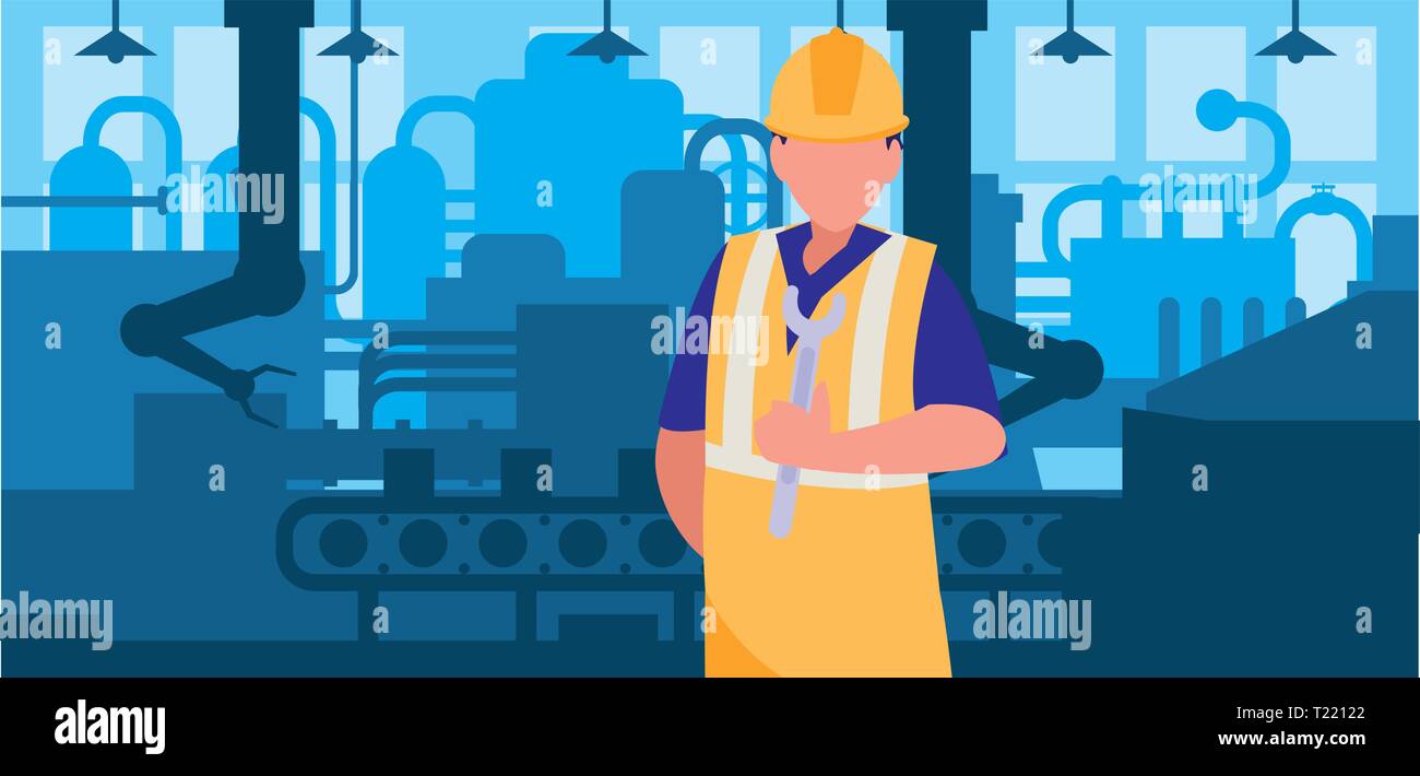 worker in factory workplace vector illustration design Stock Vector ...