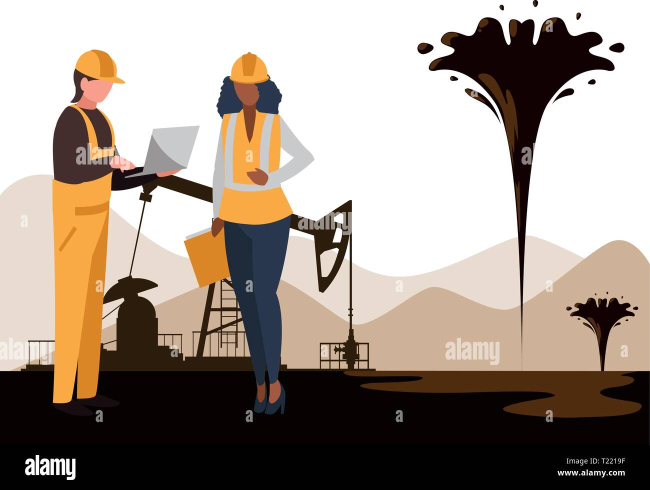 oil industry workers avatars characters vector illustration design ...
