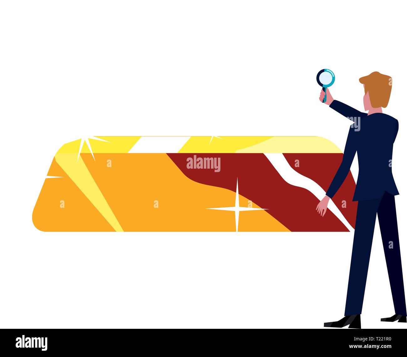 businessman with magnifier gold bar vector illustration Stock Vector ...