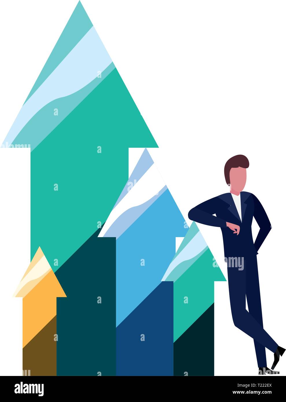 businessman arrows up finance diagram vector illustration Stock Vector ...
