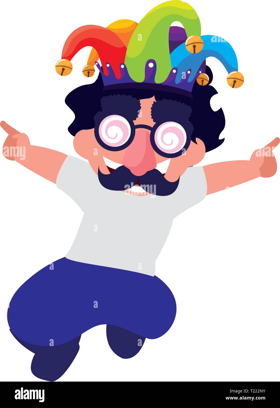 happy little boy with mask crazy vector illustration design Stock ...