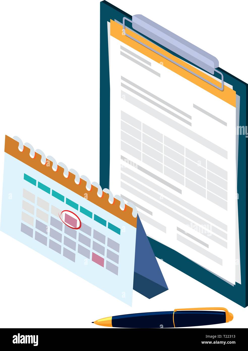 checklist clipboard with set office icons vector illustration design ...