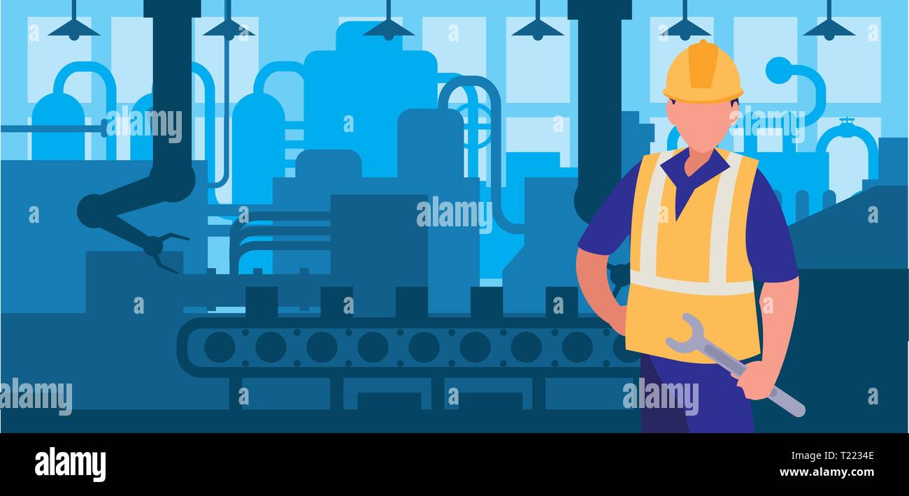 worker in factory workplace vector illustration design Stock Vector ...