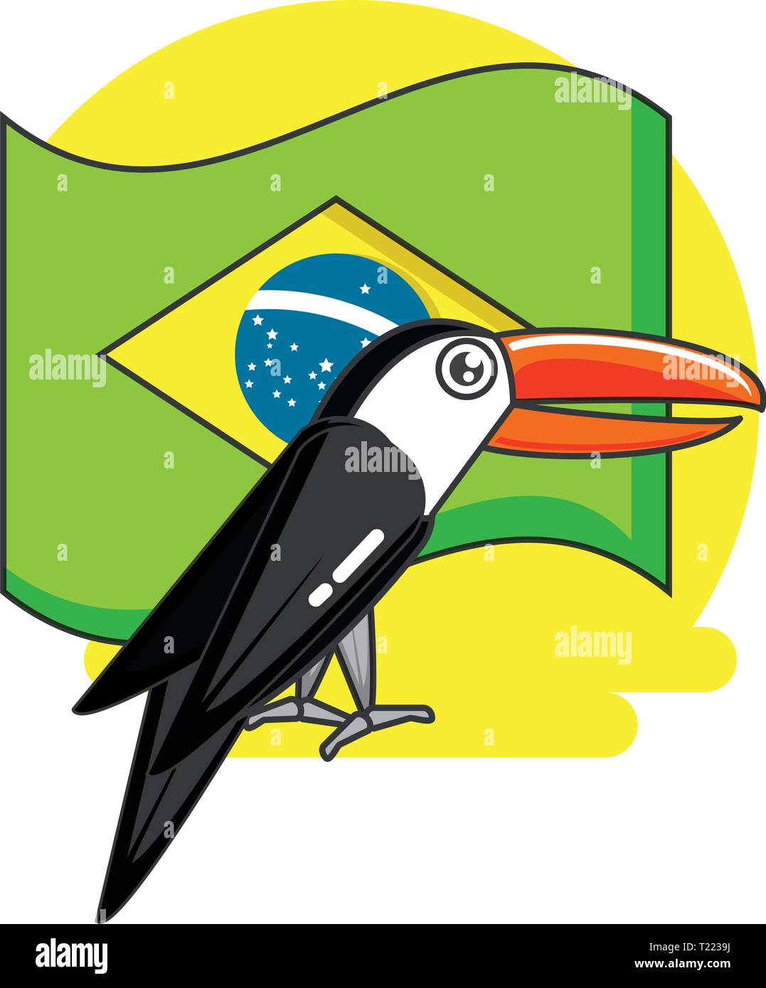 flag of brazil with toucan animal vector illustration design Stock ...