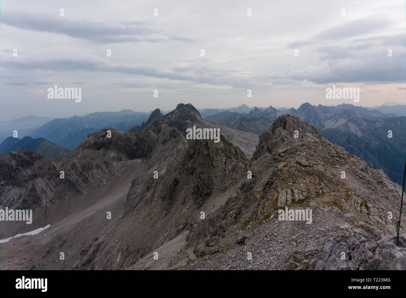 The Alps. Landscapes. pointed spiky rock peaks, seen while hiking in ...