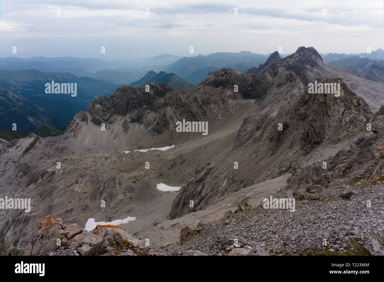 The Alps. Landscapes. pointed spiky rock peaks, seen while hiking in ...