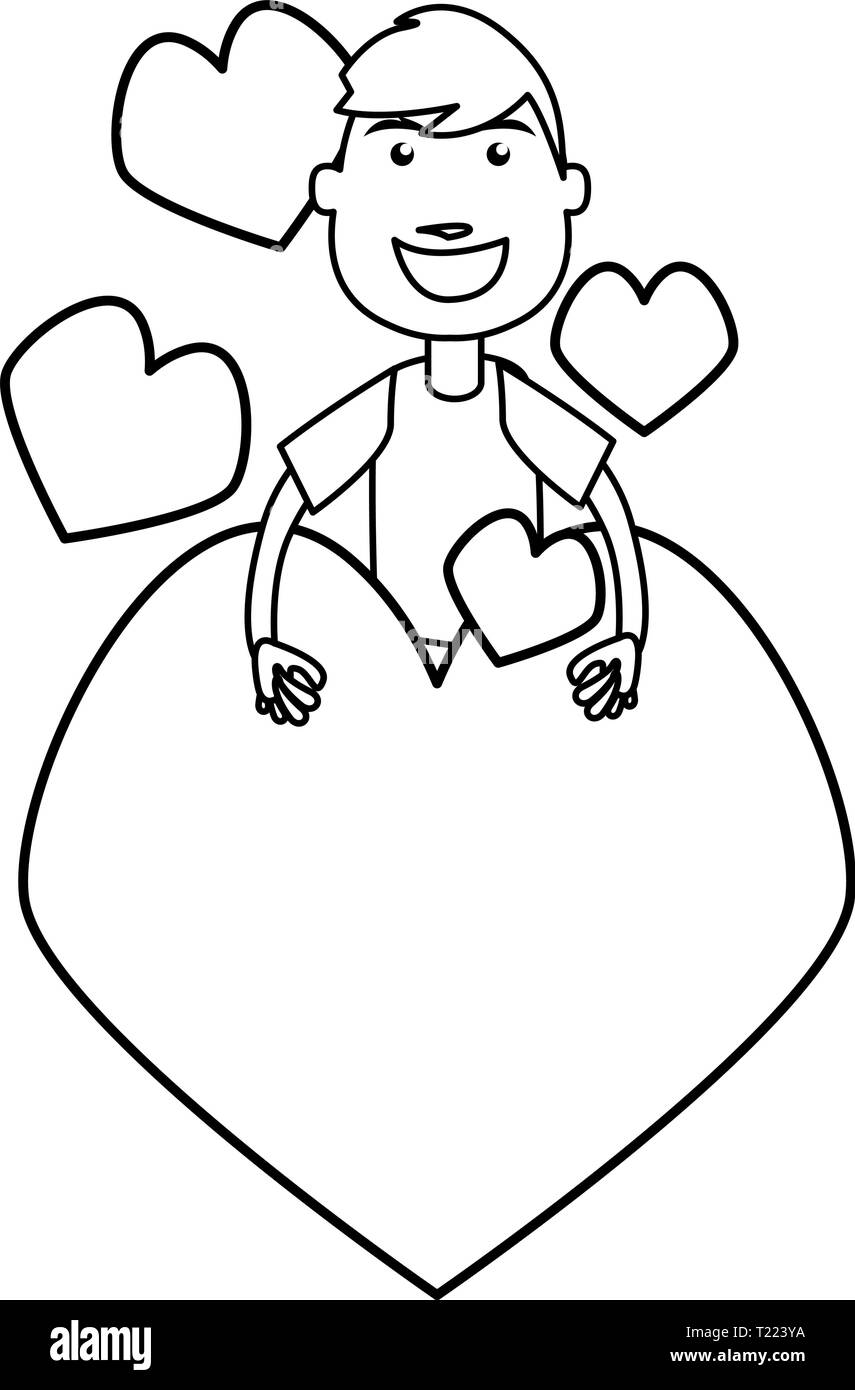 happy boy with heart white background vector illustration Stock Vector ...