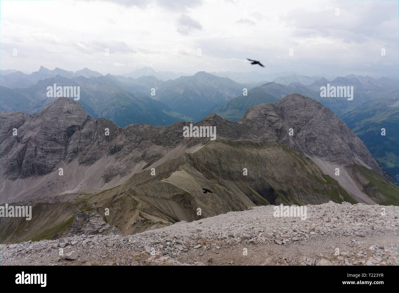 The Alps. Landscapes. pointed spiky rock peaks, seen while hiking in ...