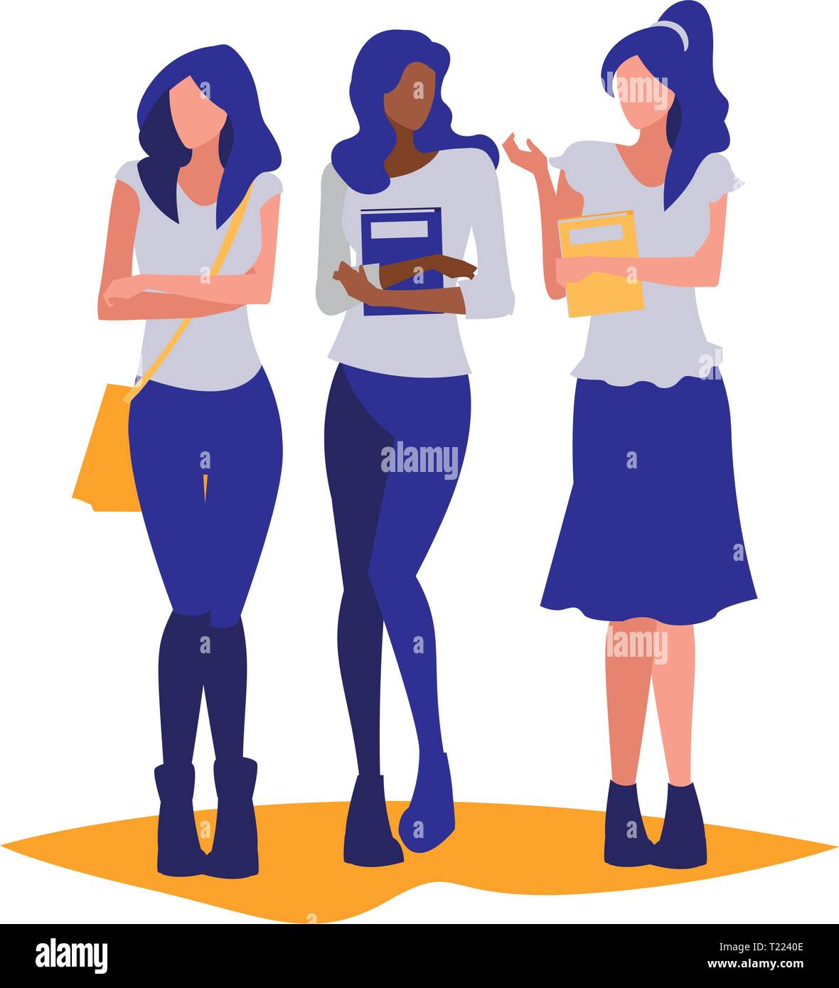 young girls students modeling vector illustration design Stock Vector ...