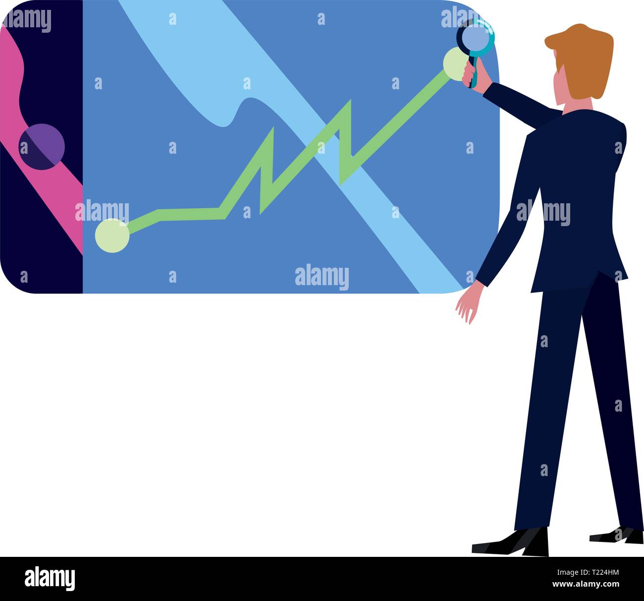 businessman with magnifier decrease report mobile app vector illustration Stock Vector Image ...