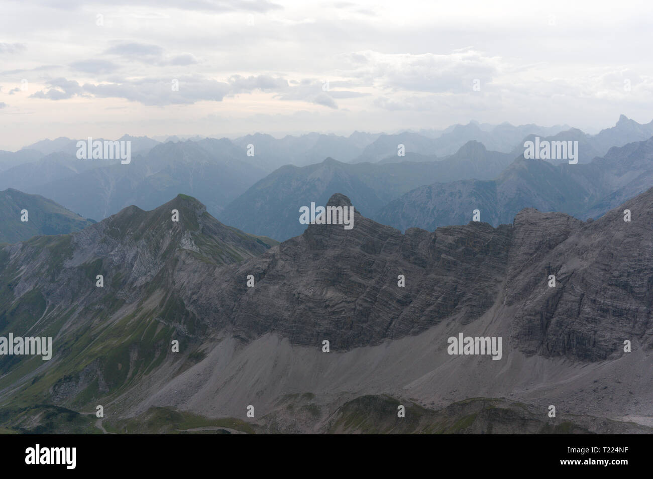 The Alps. Landscapes. pointed spiky rock peaks, seen while hiking in ...