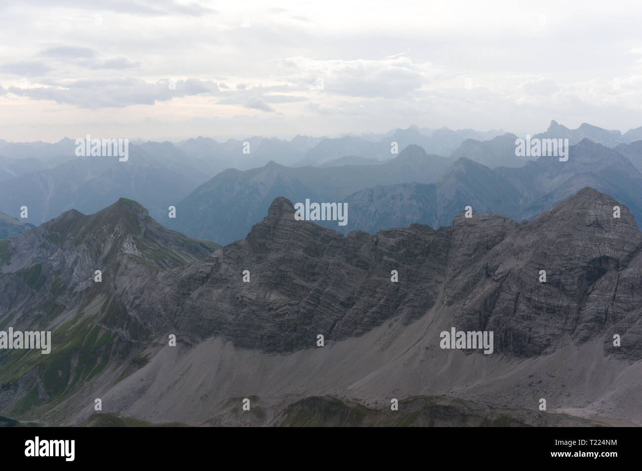 The Alps. Landscapes. pointed spiky rock peaks, seen while hiking in ...