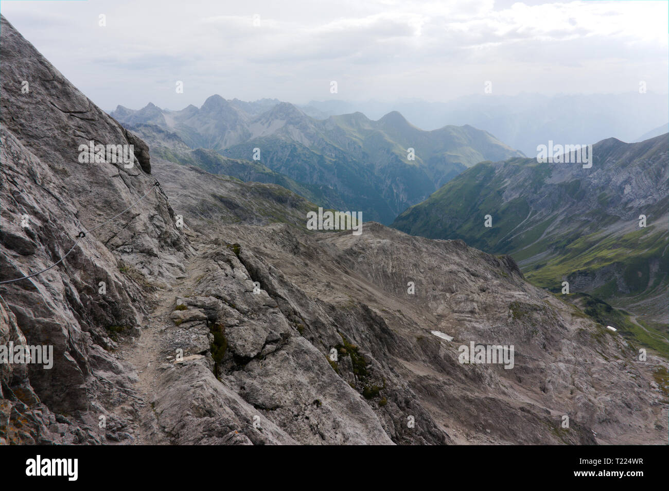 The Alps. Landscapes. pointed spiky rock peaks, seen while hiking in ...