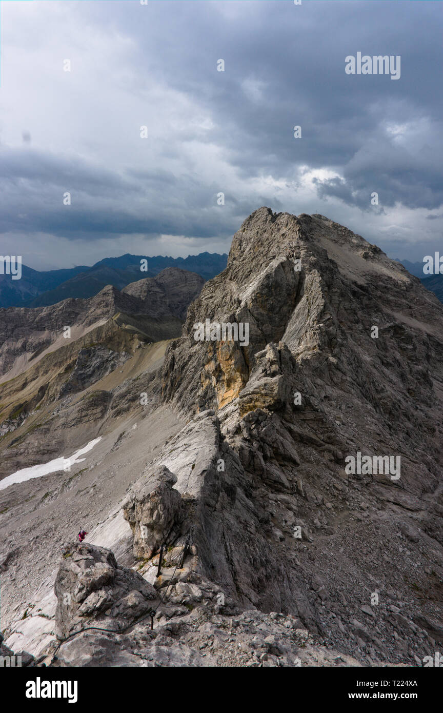 The Alps. Landscapes. pointed spiky rock peaks, seen while hiking in ...
