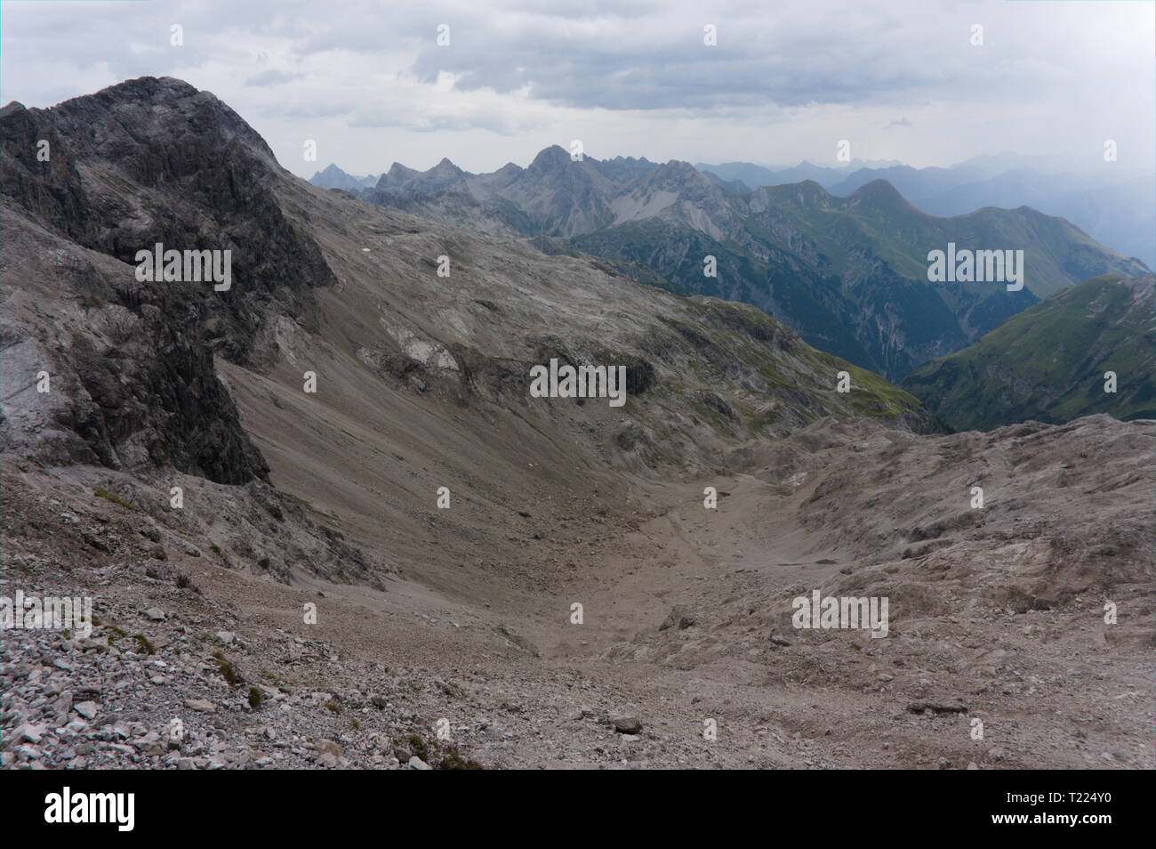 The Alps. Landscapes. pointed spiky rock peaks, seen while hiking in ...