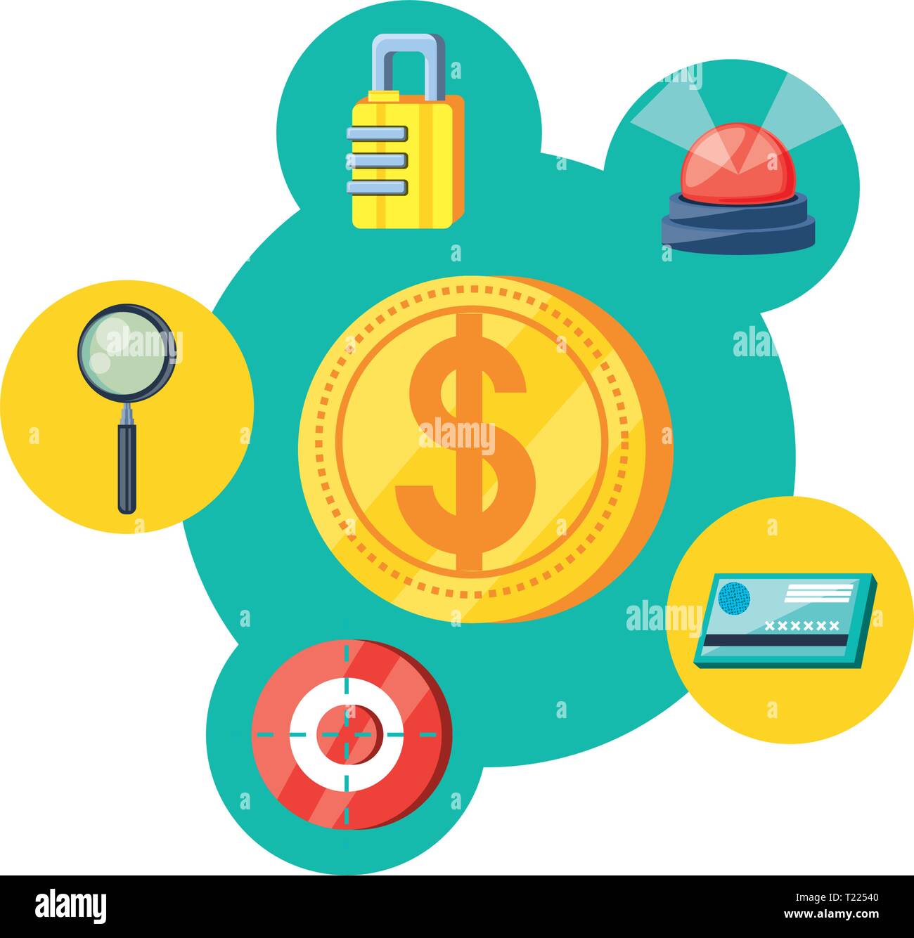 coin money with security icons vector illustration design Stock Vector ...