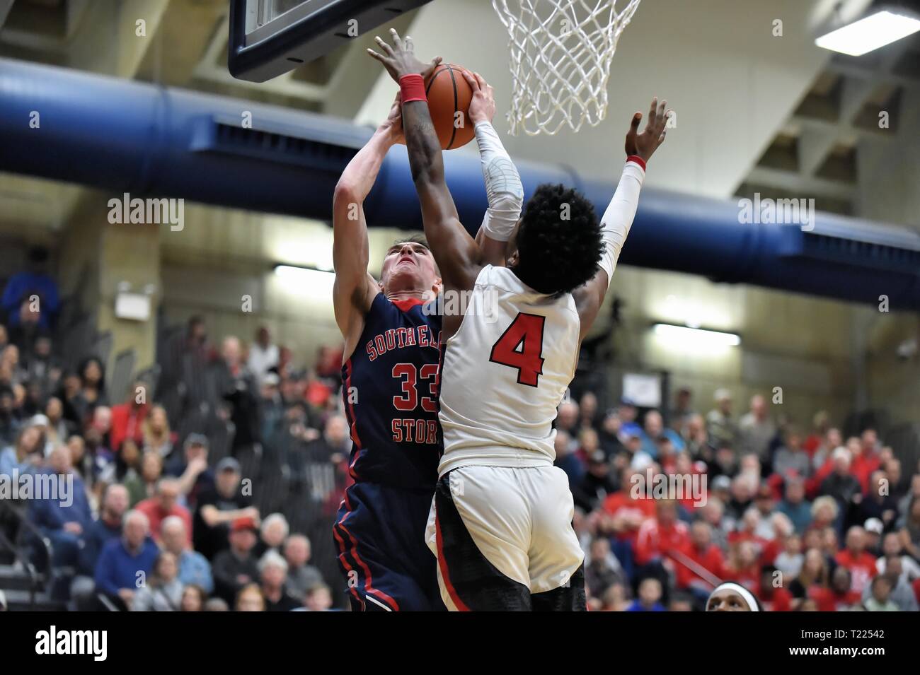 Player having a shot blocked by an opponent that lead to a jump ball ...