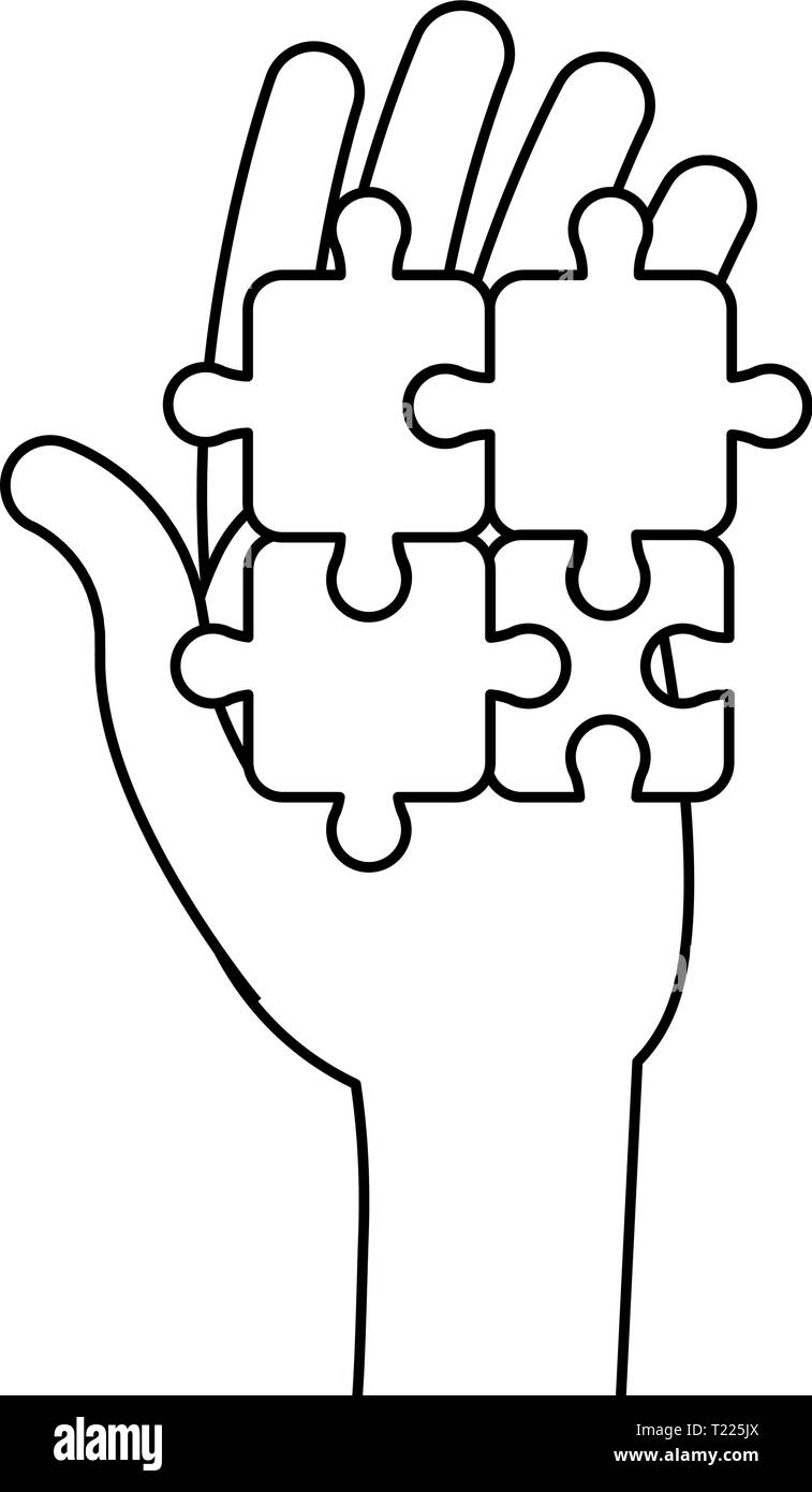 hand with puzzles autism awareness day vector illustration Stock Vector ...