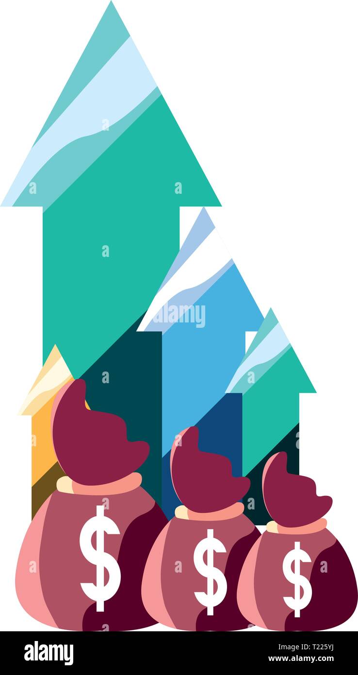 money bags dollar finance up arrows vector illustration Stock Vector ...