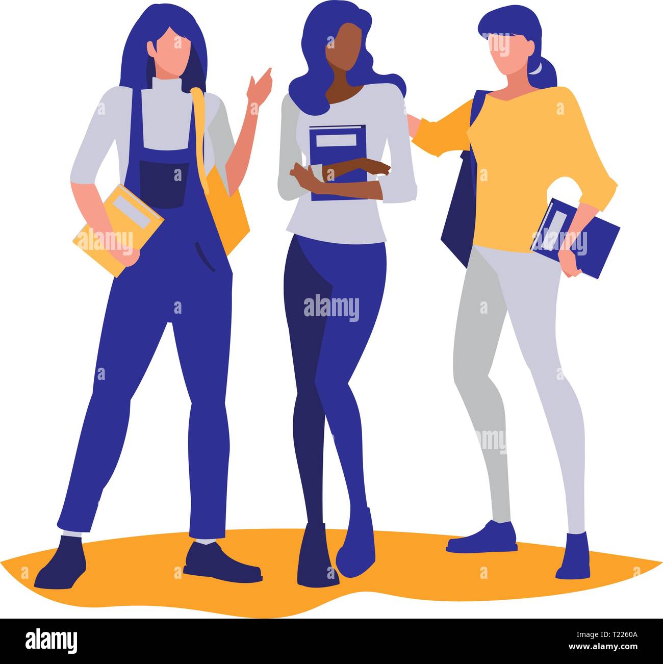 young girls students modeling vector illustration design Stock Vector ...