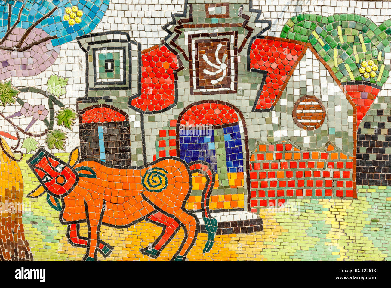 Hanoi Ceramic Mosaic Mural or Hanoi Ceramic Road. Vietnam. Depicting ...