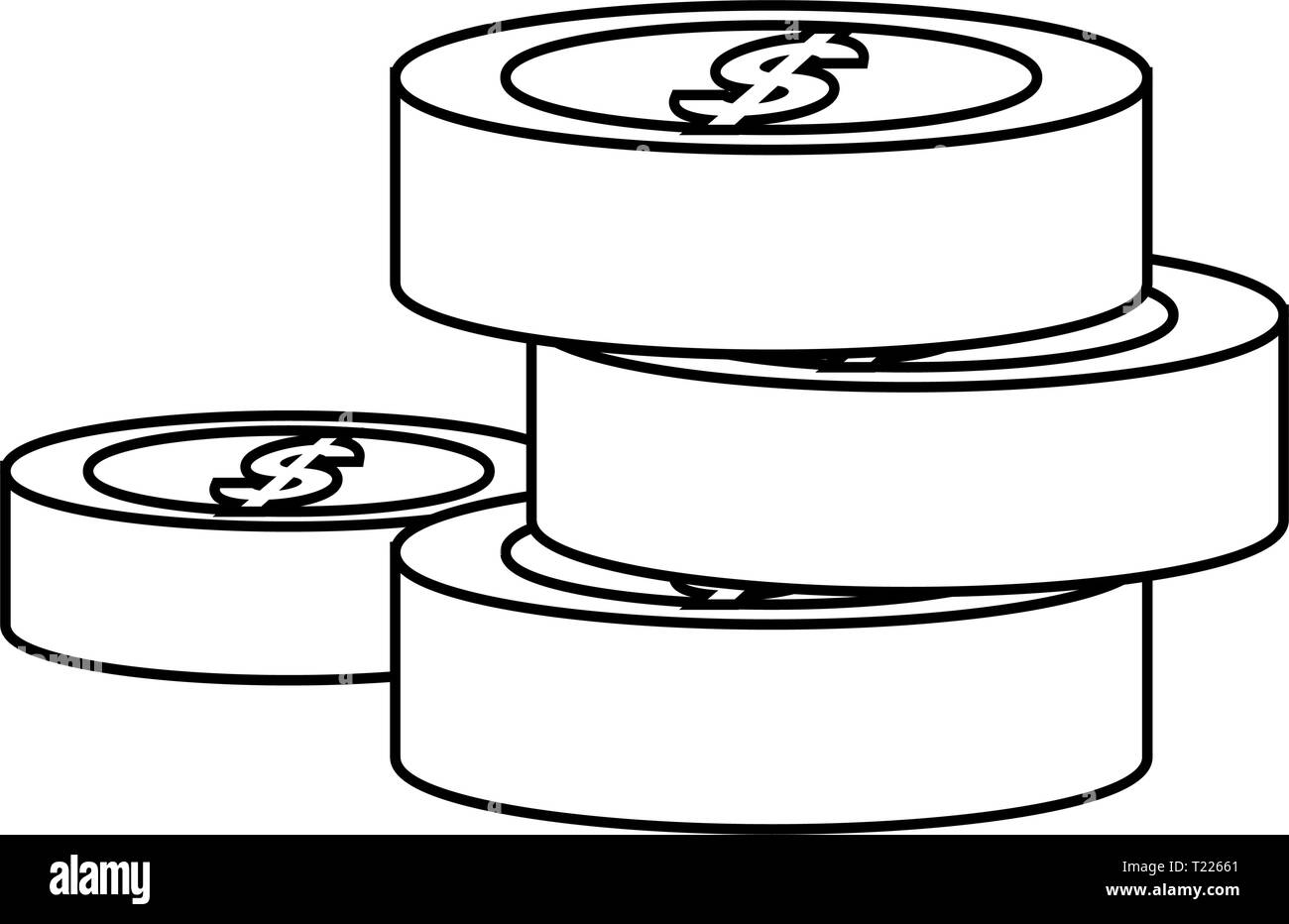 Stacked coins illustration Black and White Stock Photos & Images - Alamy