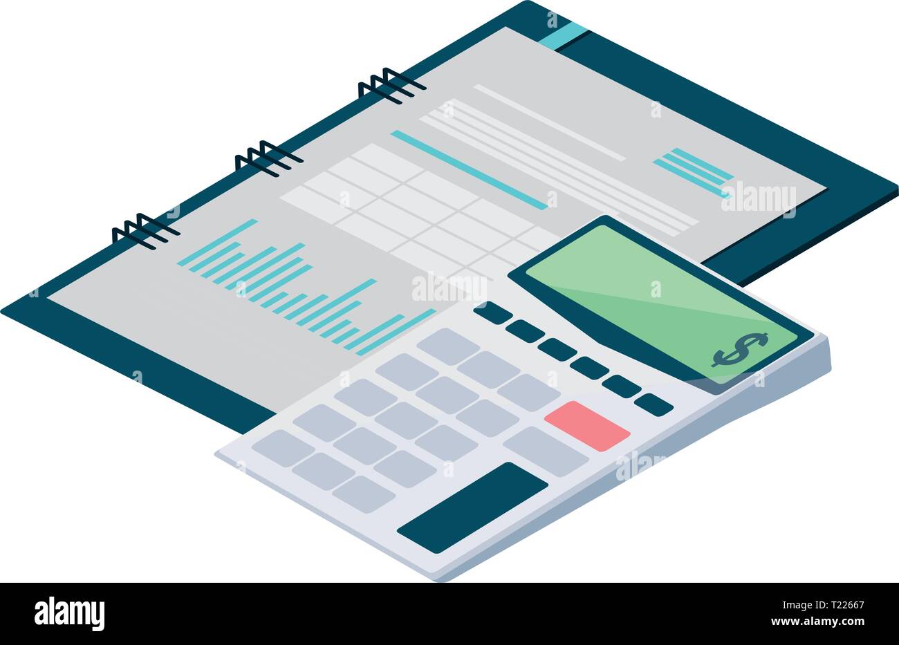 calculator math with notepad vector illustration design Stock Vector ...