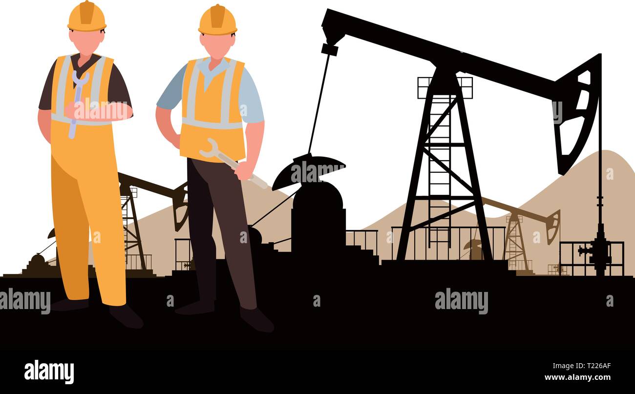 oil industry workers avatars characters vector illustration design ...