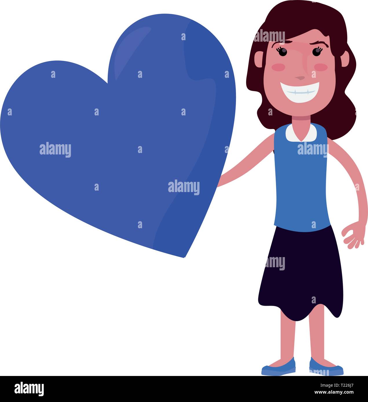 happy girl with heart on white background vector illustration Stock ...