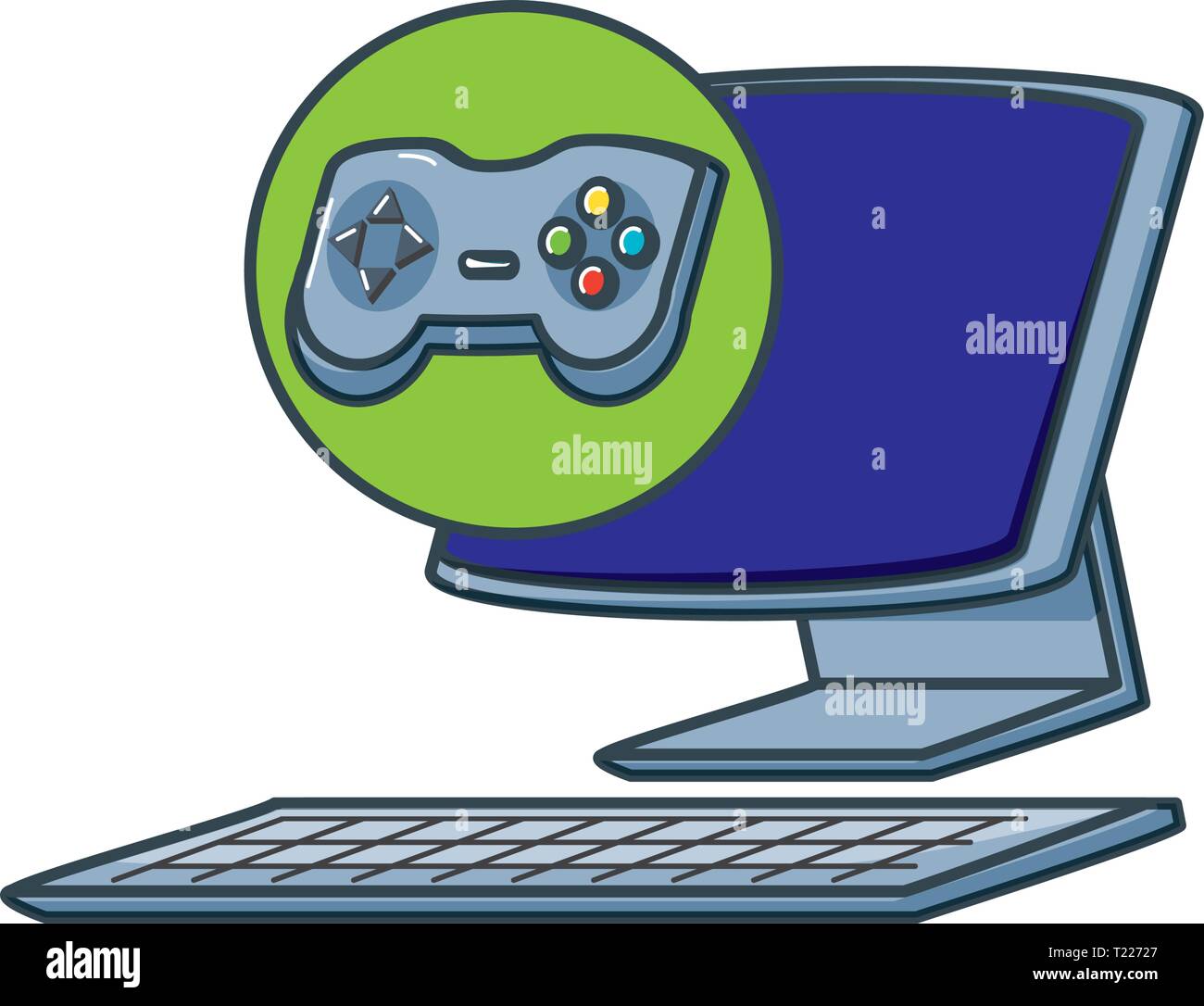 desktop computer with control game vector illustration design Stock ...