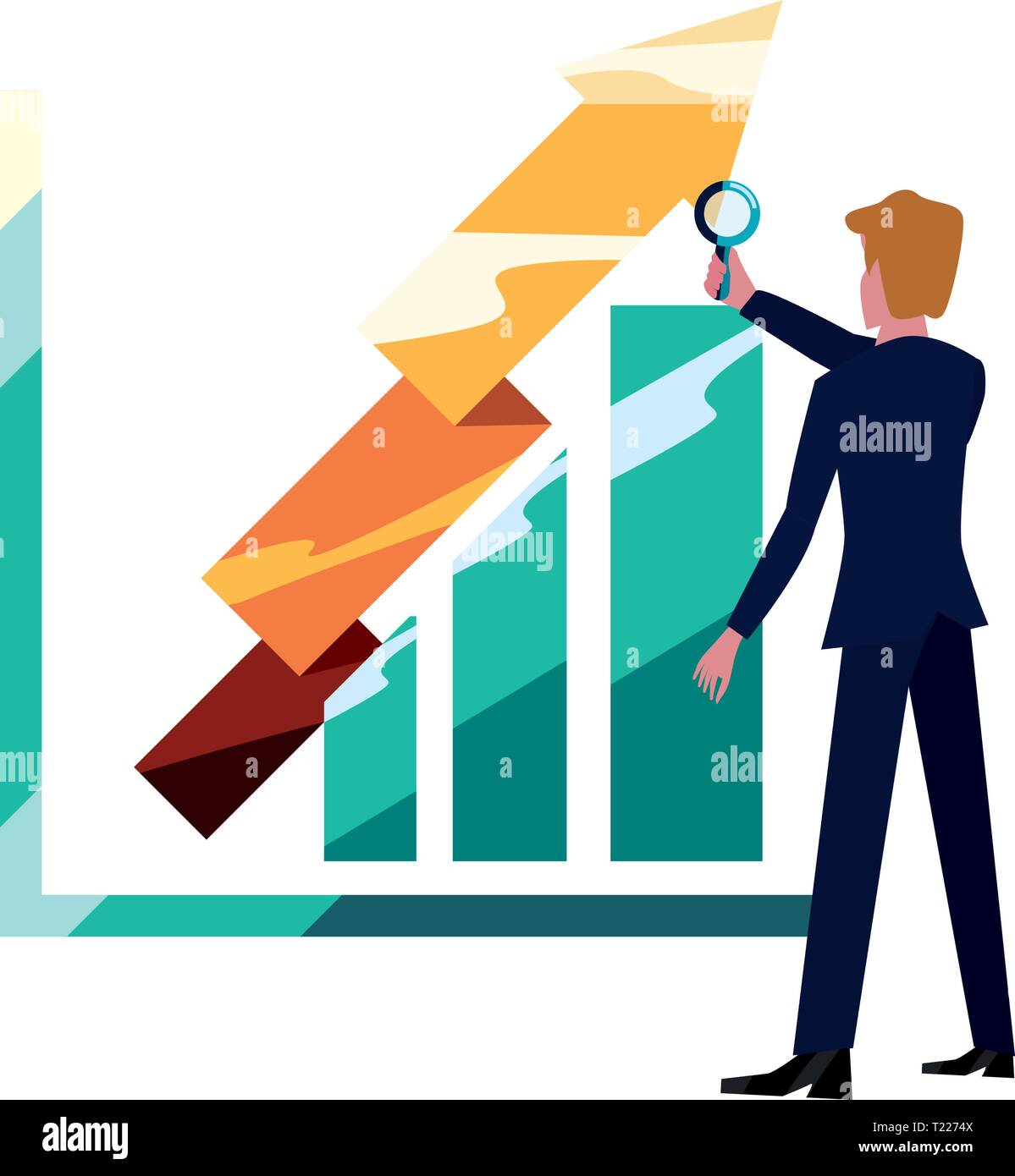 businessman with magnifier chart report vector illustration Stock Vector Image & Art - Alamy