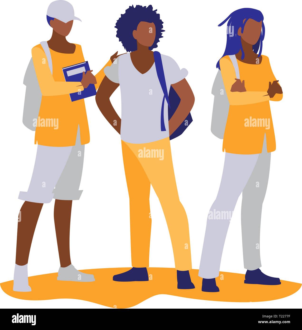 young black boys students modeling vector illustration design Stock ...