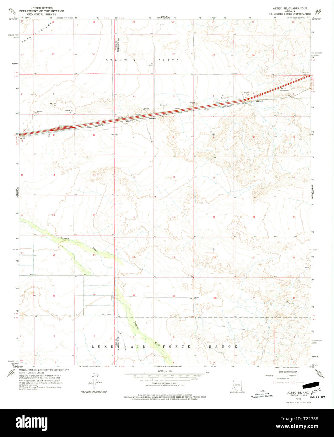 USGS TOPO Map Arizona AZ Aztec SE 310364 1965 24000 Restoration Stock ...