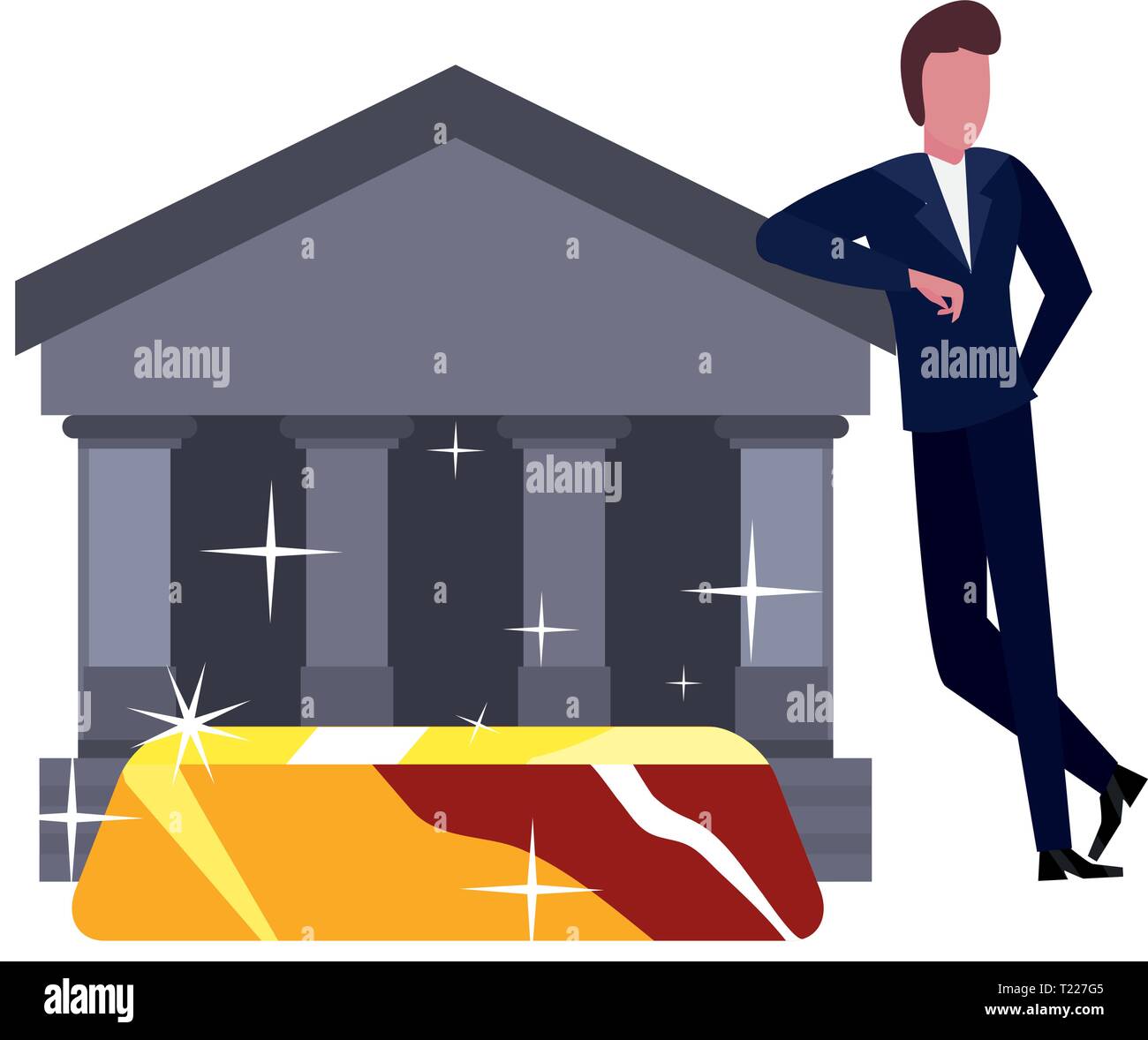 businessman money bank gold bar vector illustration Stock Vector Image ...