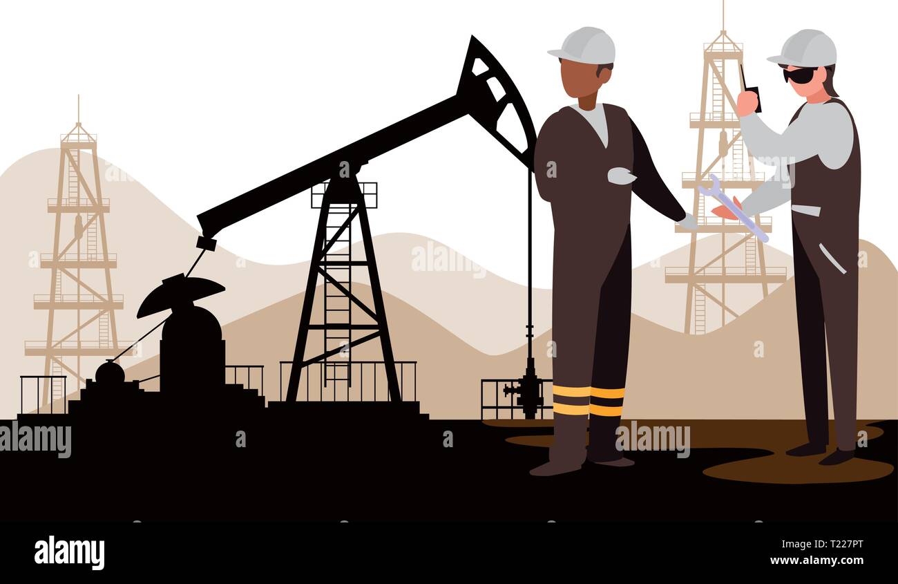 oil industry workers avatars characters vector illustration design ...