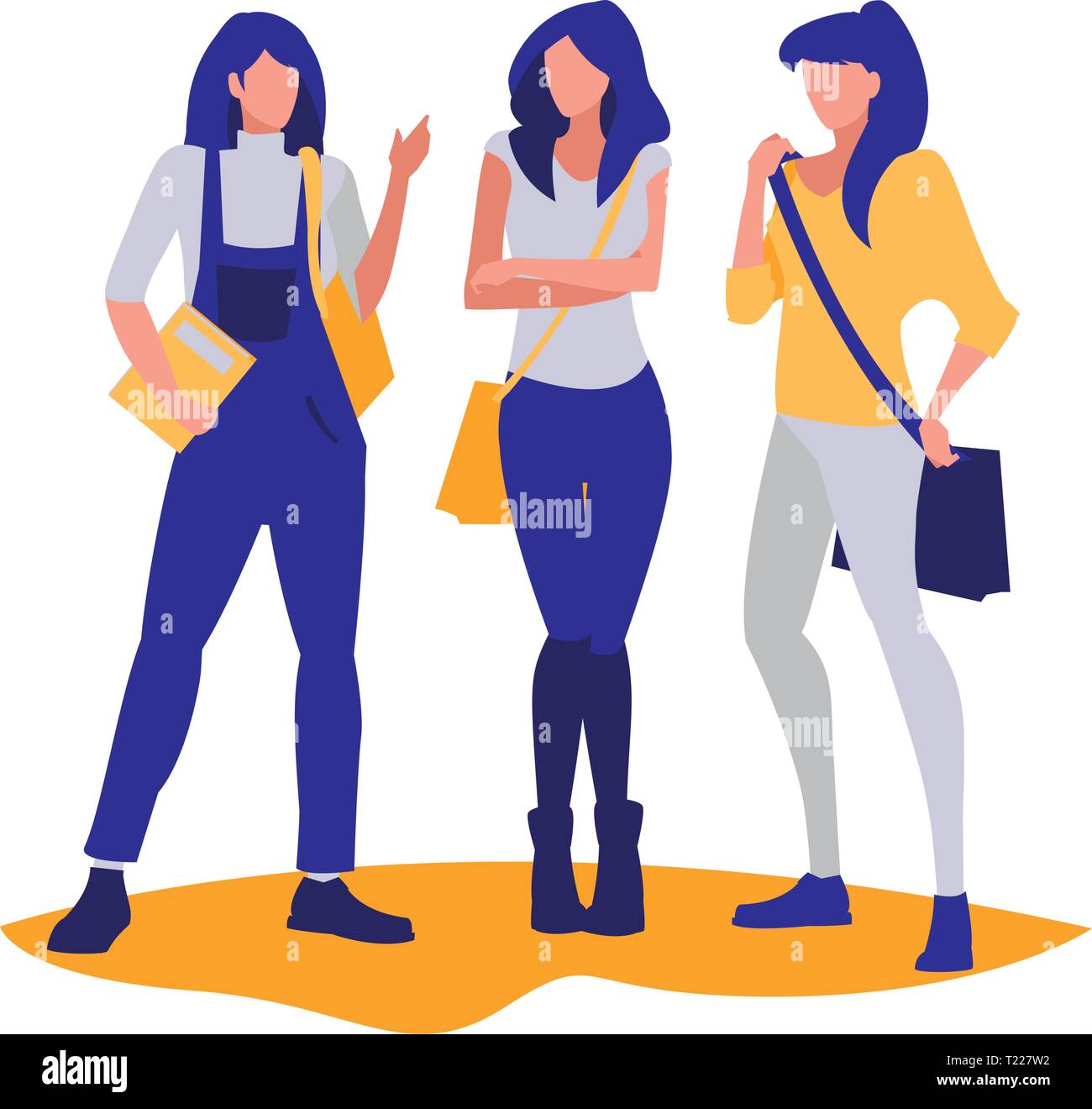 young girls students modeling vector illustration design Stock Vector ...